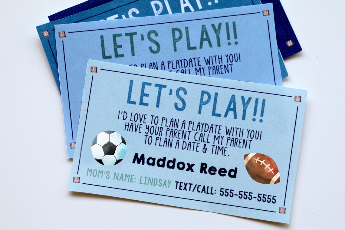 EDITABLE PRINTABLE Boys Playdate Cards With Sport Balls - Etsy