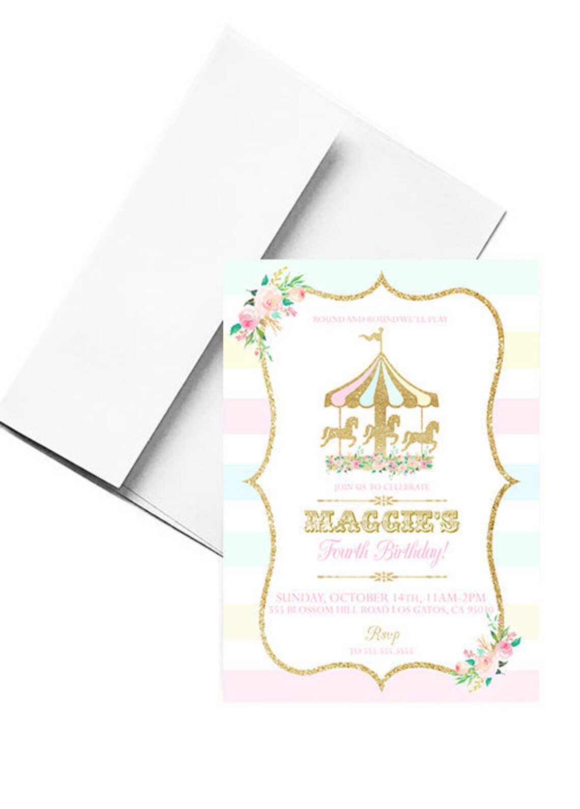EDITABLE PRINTABLE Carousel Party Invitation 5 X 7 Editable - Etsy