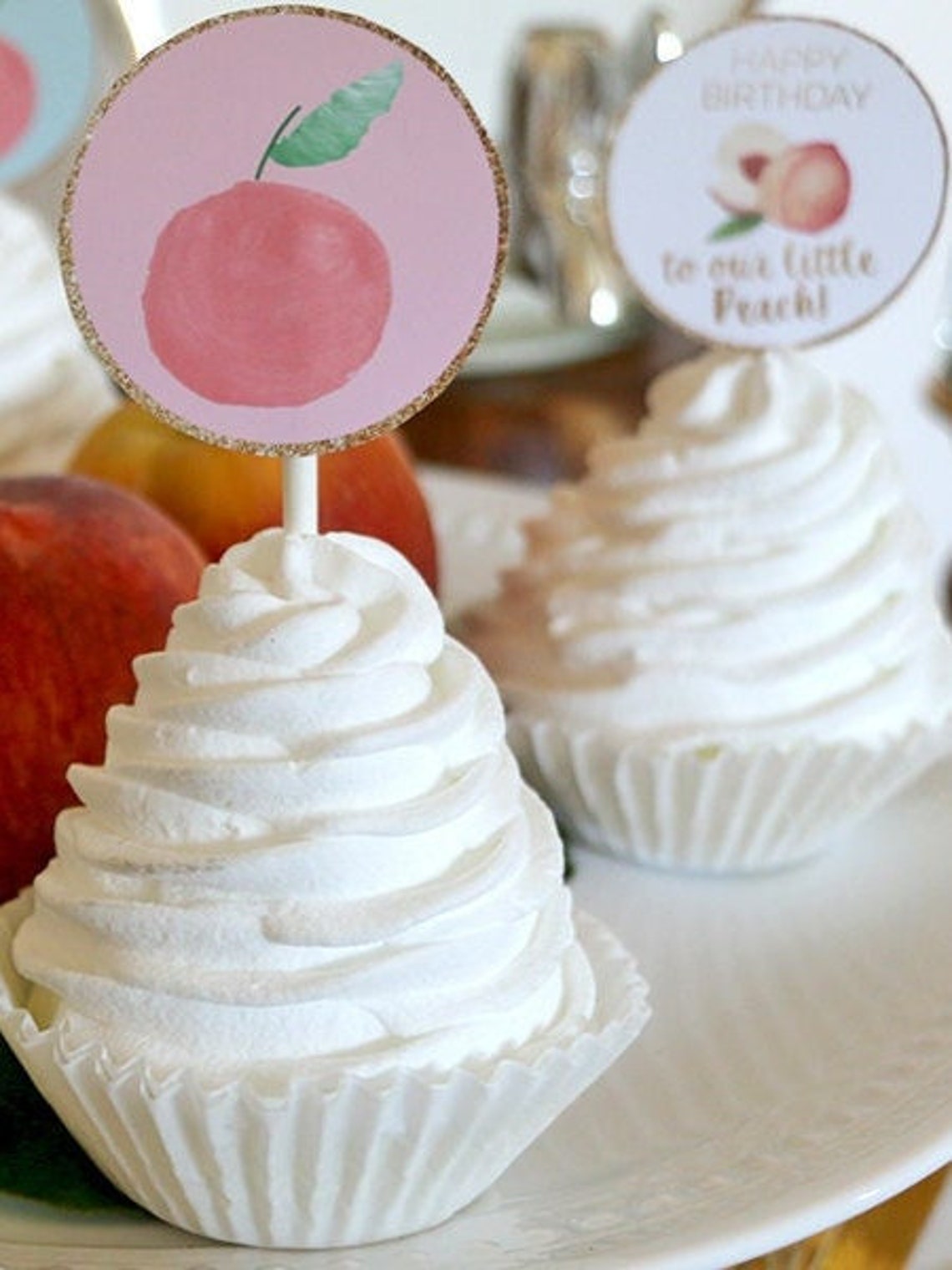 PRINTABLE Peach Party Cupcake Toppers Peach Birthday Cupcake - Etsy