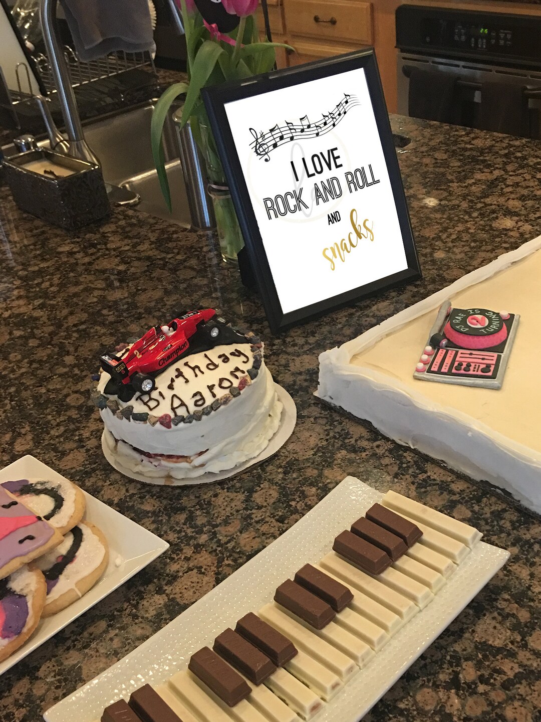 PRINTABLE Gold "i Love Rock and Roll and Snacks" Sign (8 X 10) , Music ...