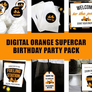 PRINTABLE Orange Luxury Car Party Supplies, Orange Luxury Car Birthday ...