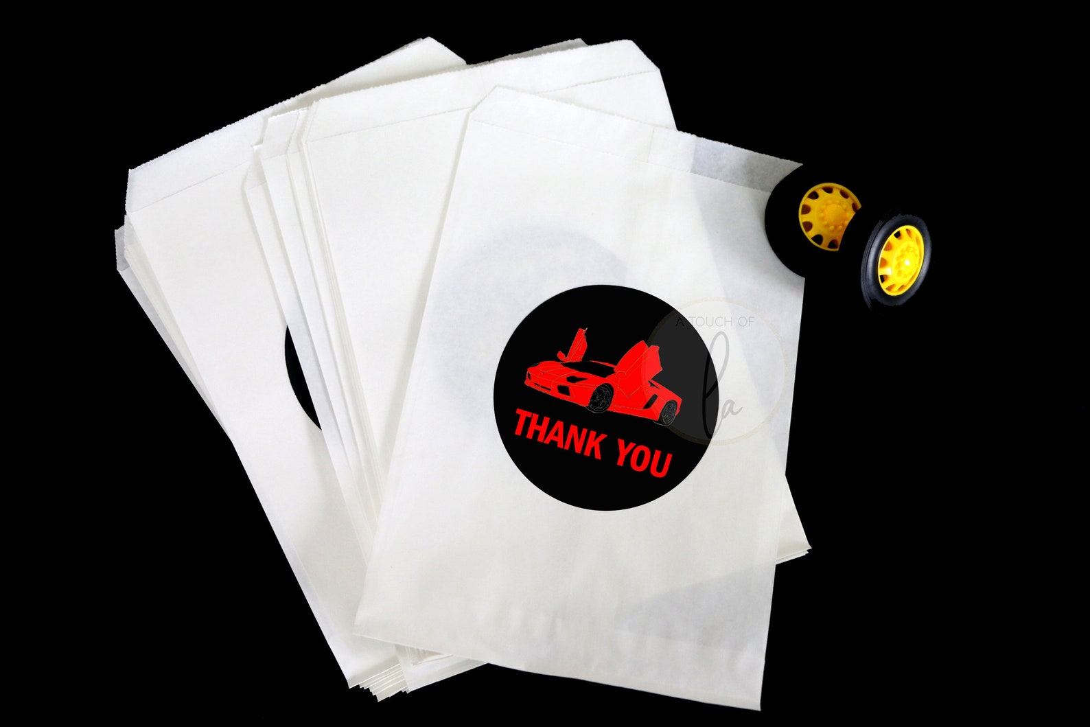 PRINTABLE Red Supercar "thank You" Stickers, Digital Red Car Birthday ...