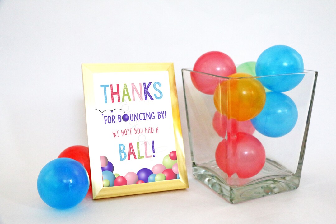 PRINTABLE Girly "thanks for Bouncing By" Ball Party Sign (5 X 7), Girl ...