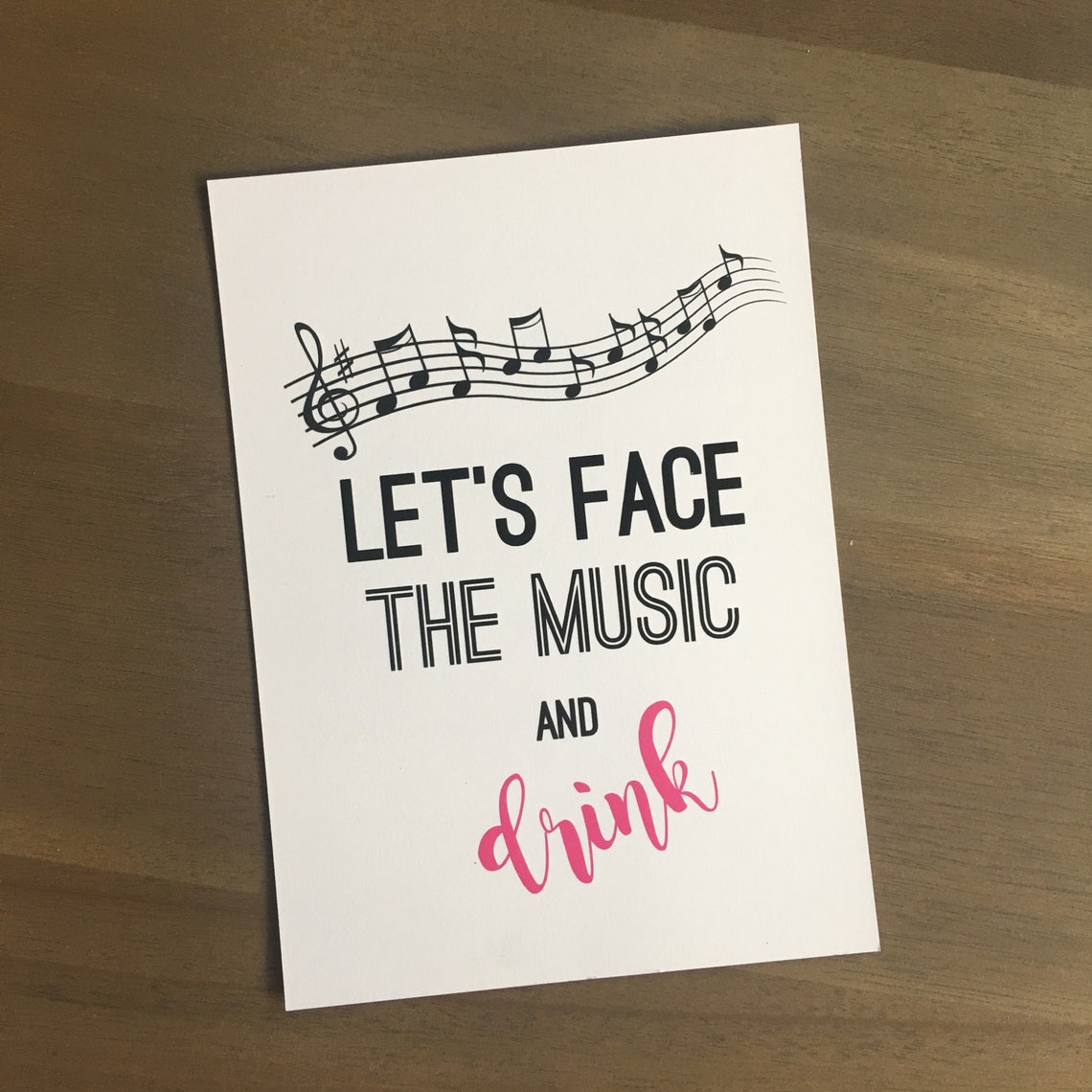 PRINTABLE let's Face the Music and Drink 5 X - Etsy