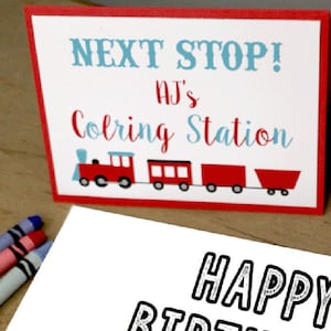 EDITABLE PRINTABLE Train Party Coloring Sign, Editable Digital Train ...