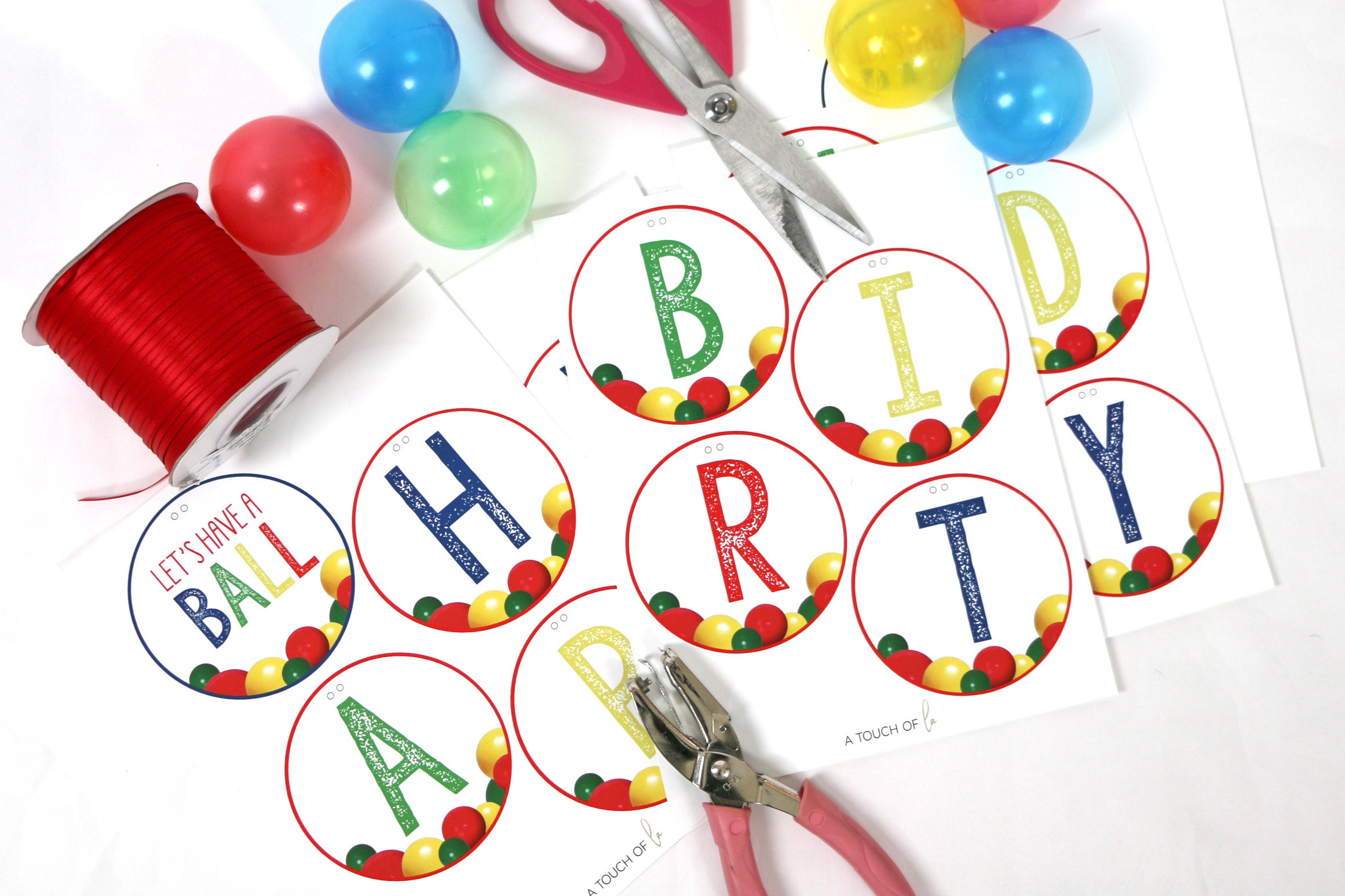 PRINTABLE Ball Birthday Party Supplies, Let's Have A Ball Birthday ...