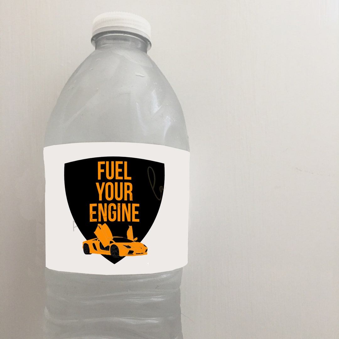 PRINTABLE "fuel Your Engine" Water Bottle Labels for Orange Supercar ...