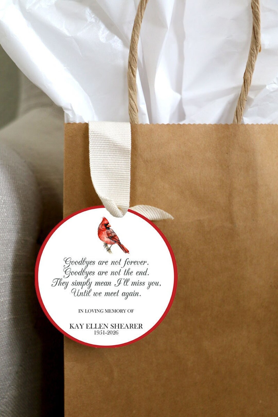 EDITABLE PRINTABLE Cardinal Celebration of Life Favor Tag, Cardinal ...