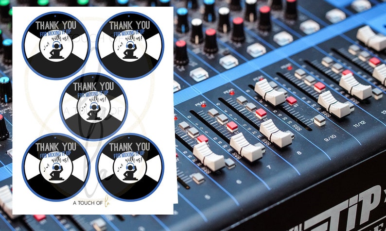 PRINTABLE Blue DJ Party Favor Tags Music Party Favor Tags - Etsy