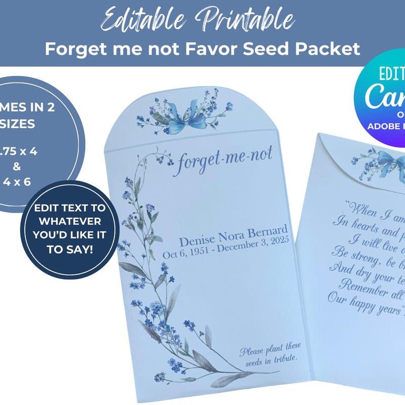 Forget Me Not Memorial Seeds - Etsy