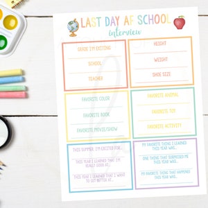 PRINTABLE last Day at School Interview Page, Child End of School ...
