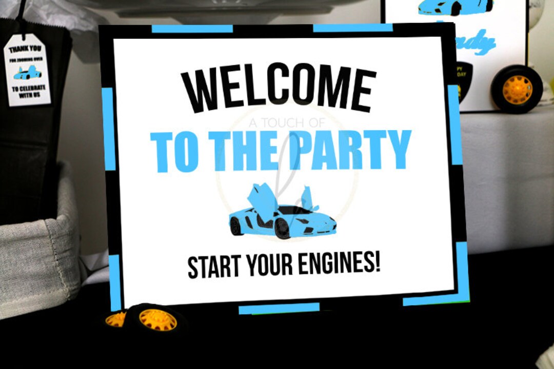 PRINTABLE Powder Blue Supercar Party Welcome Sign (8 X 10), Blue and ...