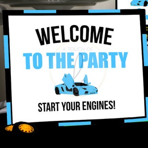 PRINTABLE Powder Blue Supercar Party Welcome Sign (8 X 10), Blue and ...