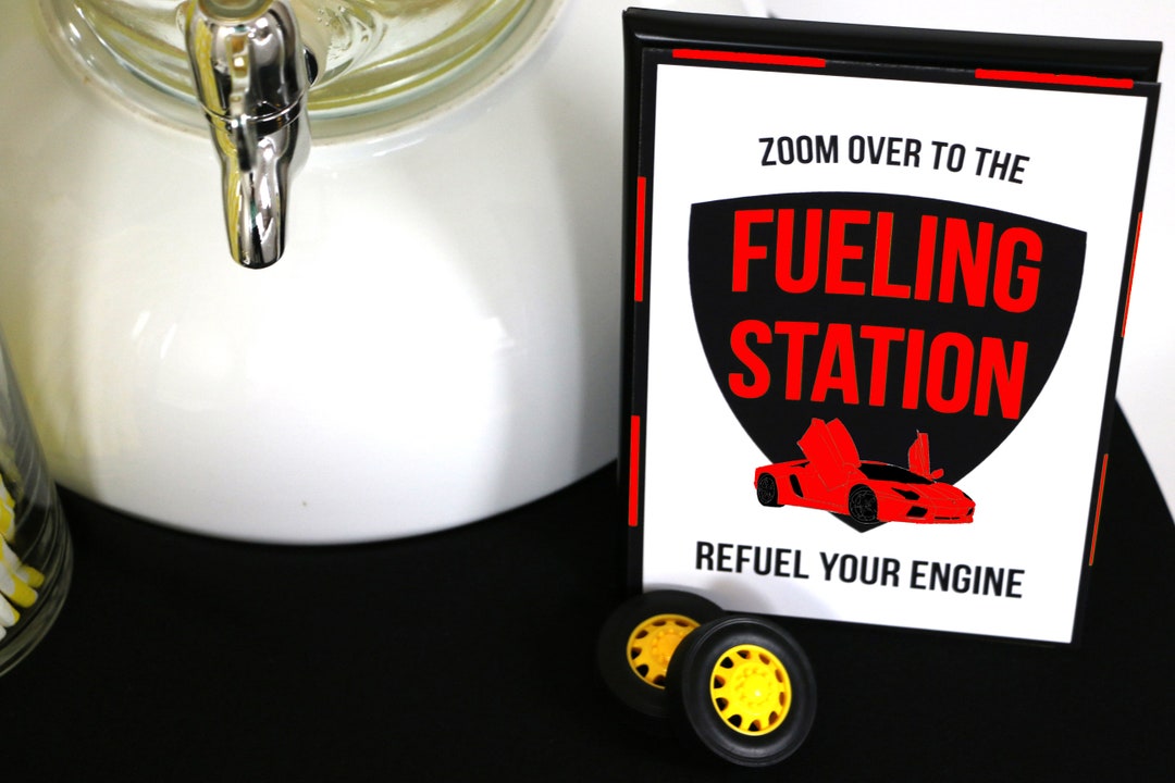 PRINTABLE Red and Black Luxury Car Party Fueling Station Sign (5x7 ...