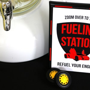 PRINTABLE Red and Black Luxury Car Party Fueling Station Sign (5x7 ...