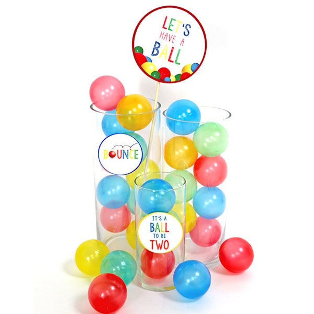 PRINTABLE "it's a Ball to Be Two" Multicolored Ball Party Small Circles ...