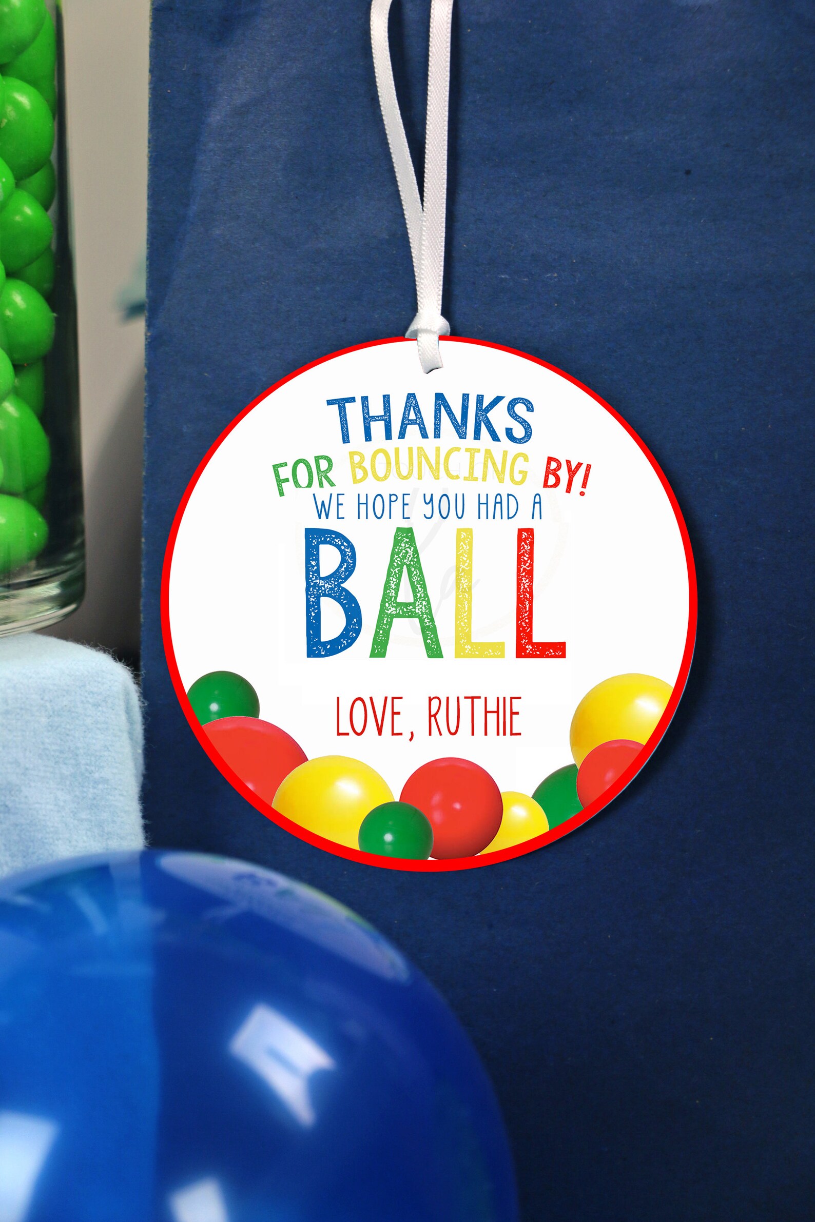 EDITABLE PRINTABLE Ball Party Favor Tags, Editable Ball Party Thank You ...