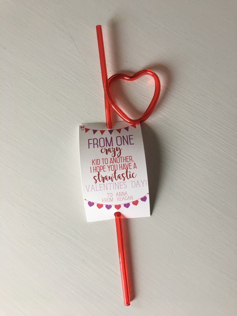 PRINTABLE Pink and Purple Crazy Straw Valentines Day Printable | Etsy