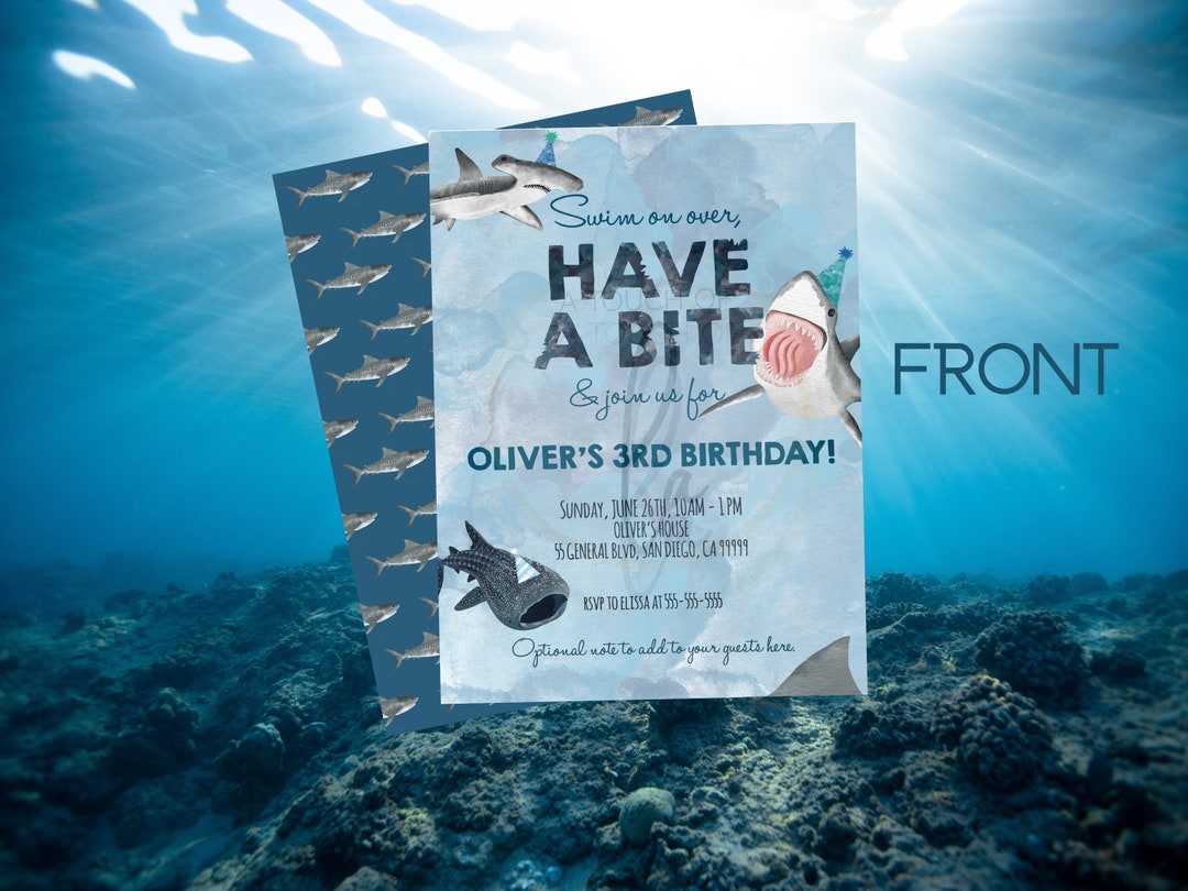 EDITABLE PRINTABLE Shark Party Invitation, Shark Party Invite ...