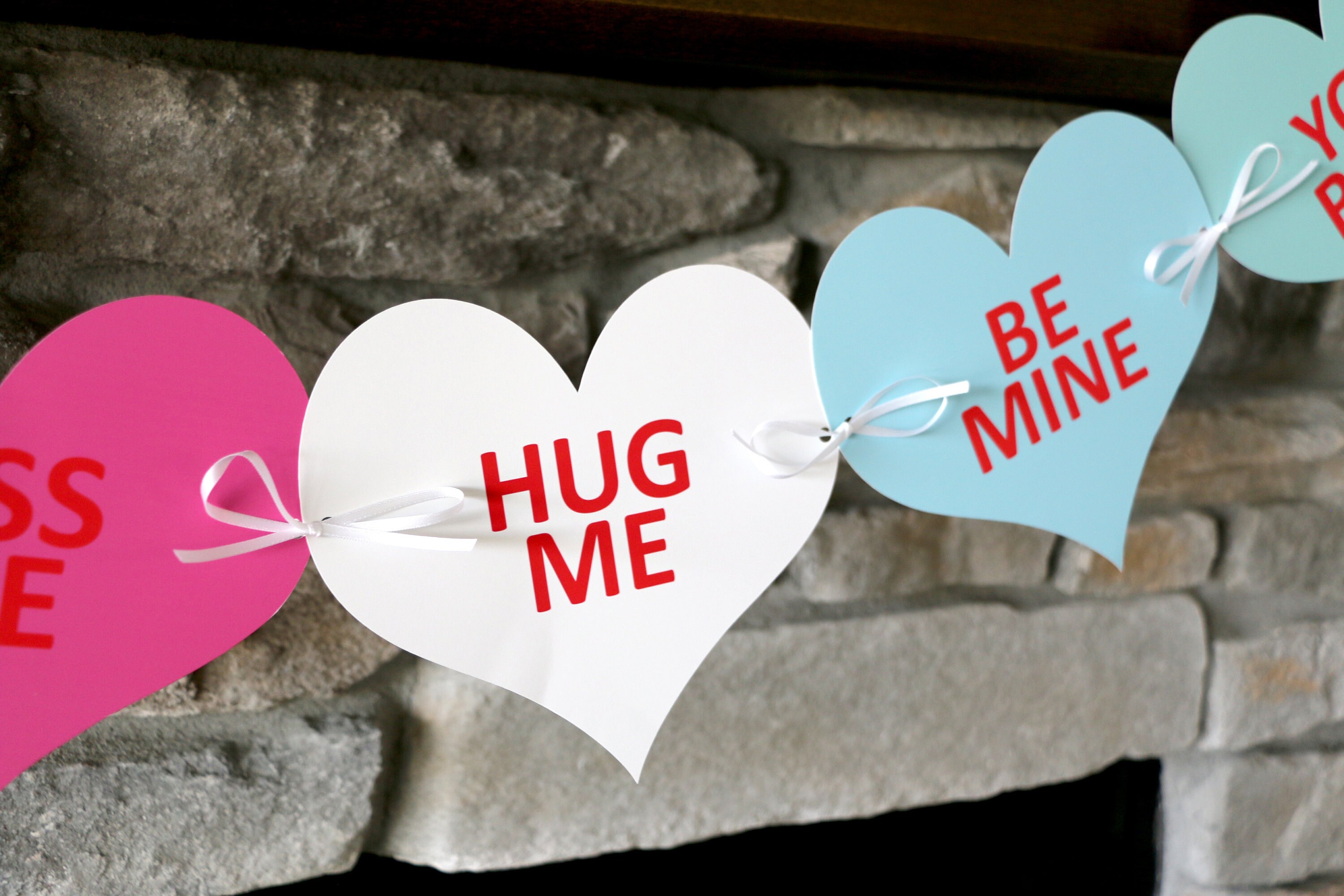 PRINTABLE Valentine's Day Candy Hearts Banner, Candy Heart Banner ...