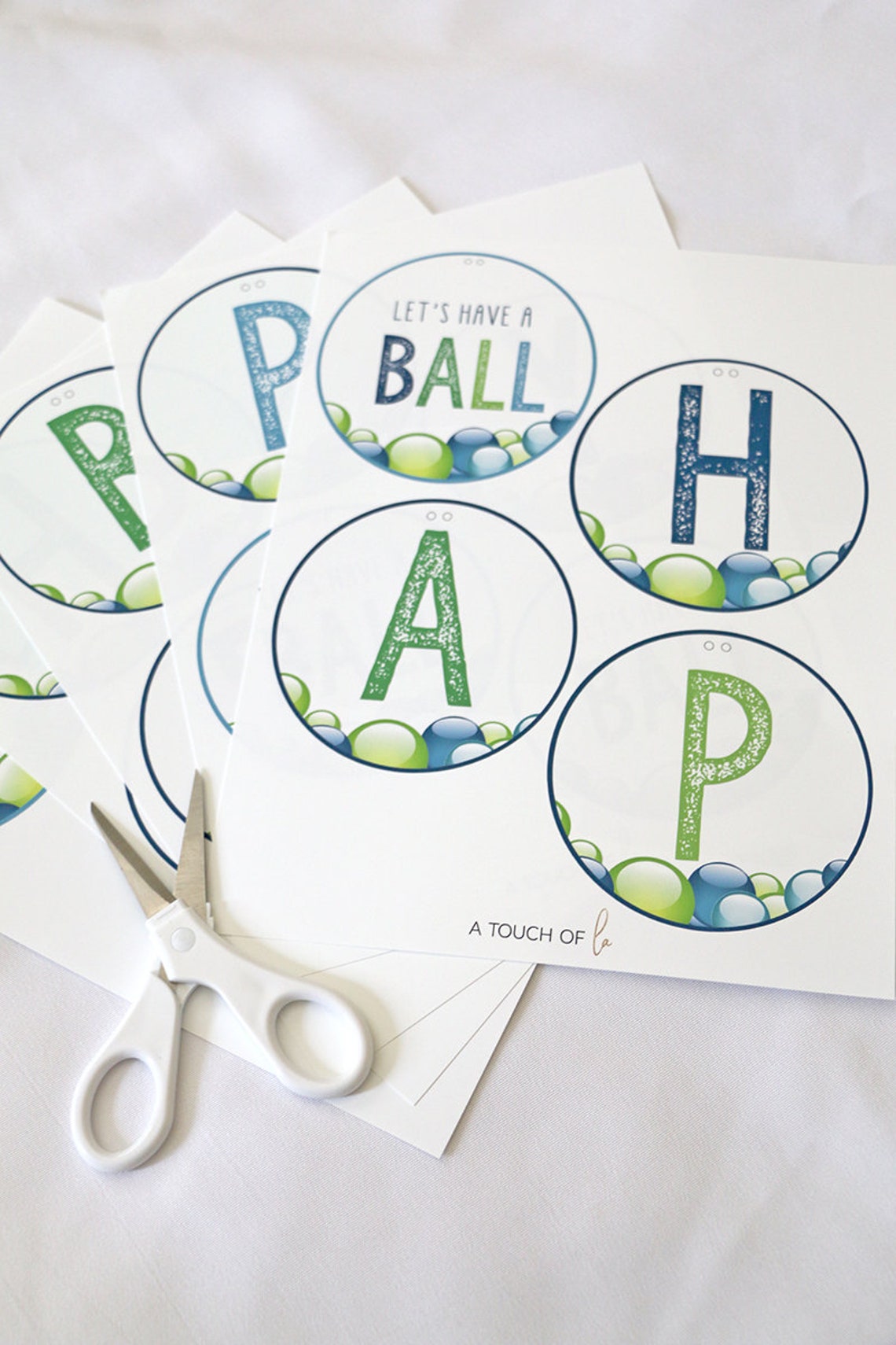 PRINTABLE Blue and Green Ball Party happy Birthday - Etsy