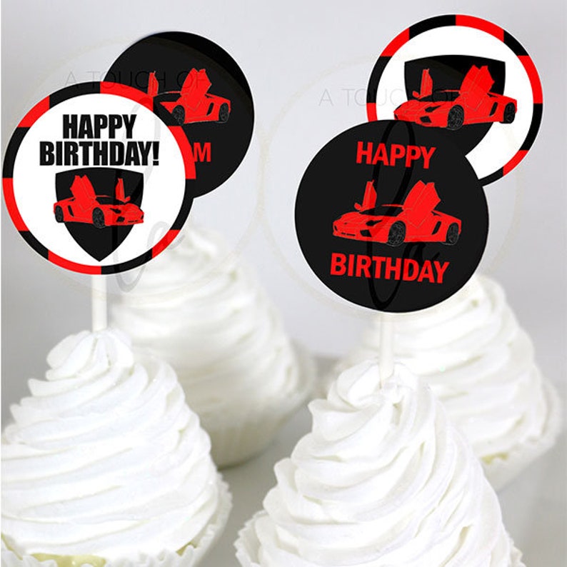 PRINTABLE Red Luxury Car Party Supplies, Red Luxury Car Birthday ...