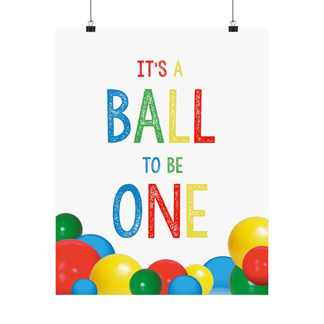 First Birthday Ball Theme Poster, Bouncy Ball Party Sign, It's a Ball ...