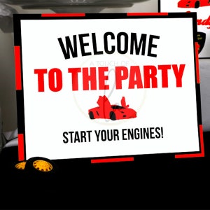 PRINTABLE Red Luxury Car Party Supplies, Red Luxury Car Birthday ...