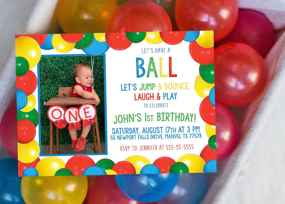 EDITABLE PRINTABLE Ball Party Invitation With Photo Picture Ball Party ...