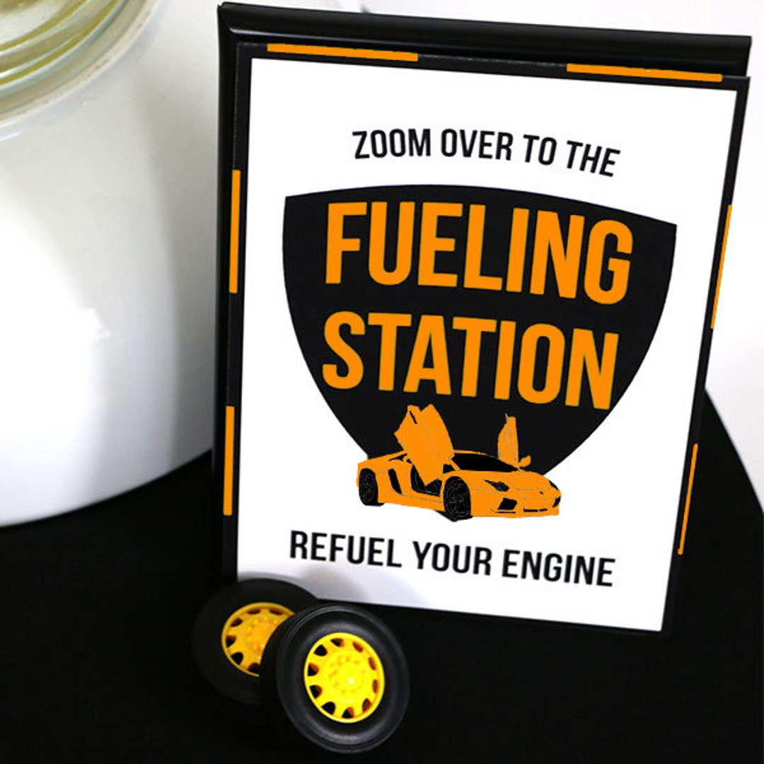 PRINTABLE Orange and Black Luxury Car Party Fueling Station Sign (5x7 ...