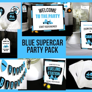 PRINTABLE Blue Luxury Car Party Supplies, Blue Luxury Car Birthday ...