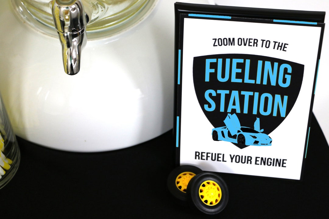 PRINTABLE Blue and Black Luxury Car Party Fueling Station Sign 5x7 ...
