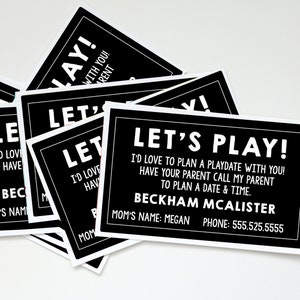 EDITABLE PRINTABLE Monochromatic Playdate Cards Printable Black and ...