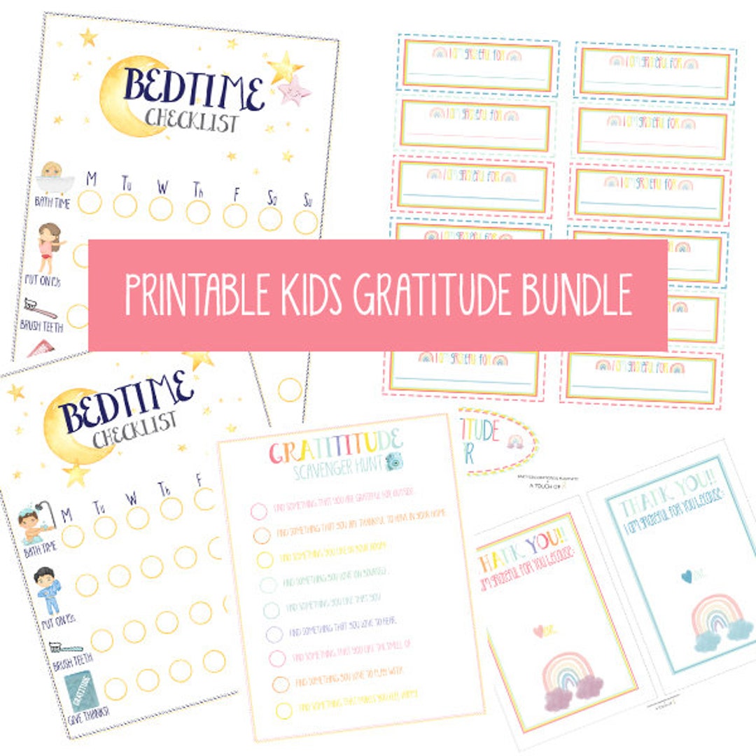 PRINTABLE Kids Gratitude Bundle, Kids Grateful Pack, Gratitude Bedtime ...