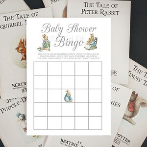 PRINTABLE Gray Peter Rabbit Baby Shower Bingo Game & Sign 5 X 7 ...