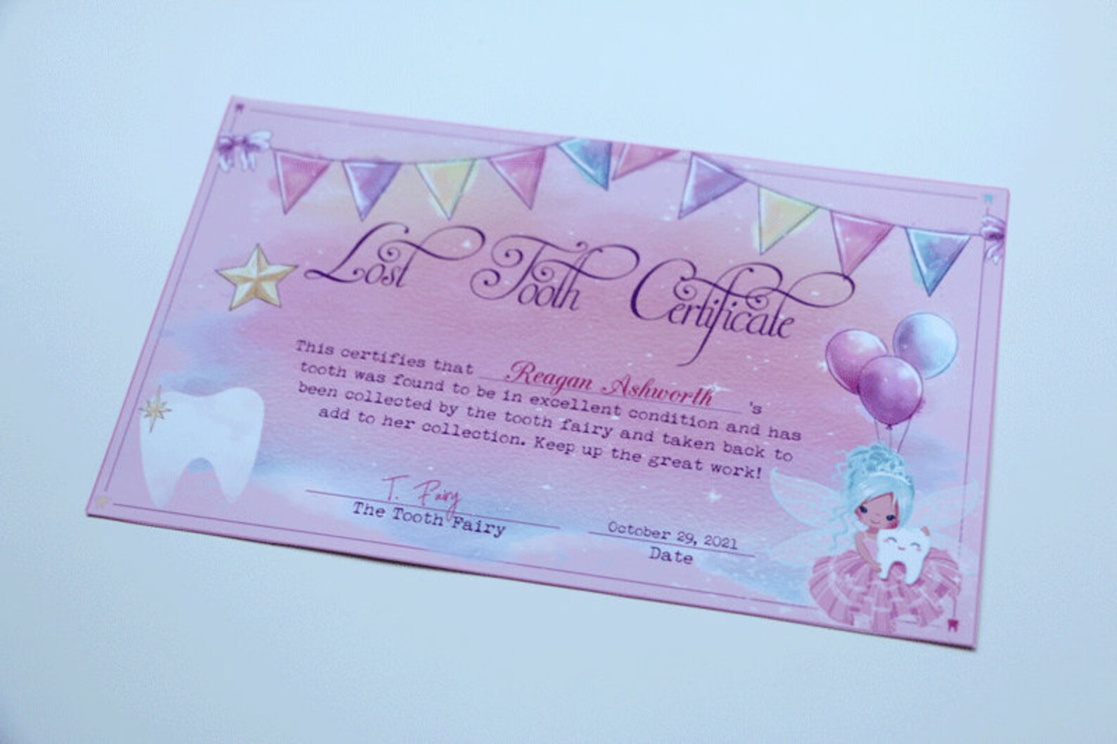 EDITABLE PRINTABLE Tooth Fairy Certificate and Note - Etsy