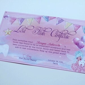 EDITABLE PRINTABLE Tooth Fairy Certificate and Note, Toothfairy ...