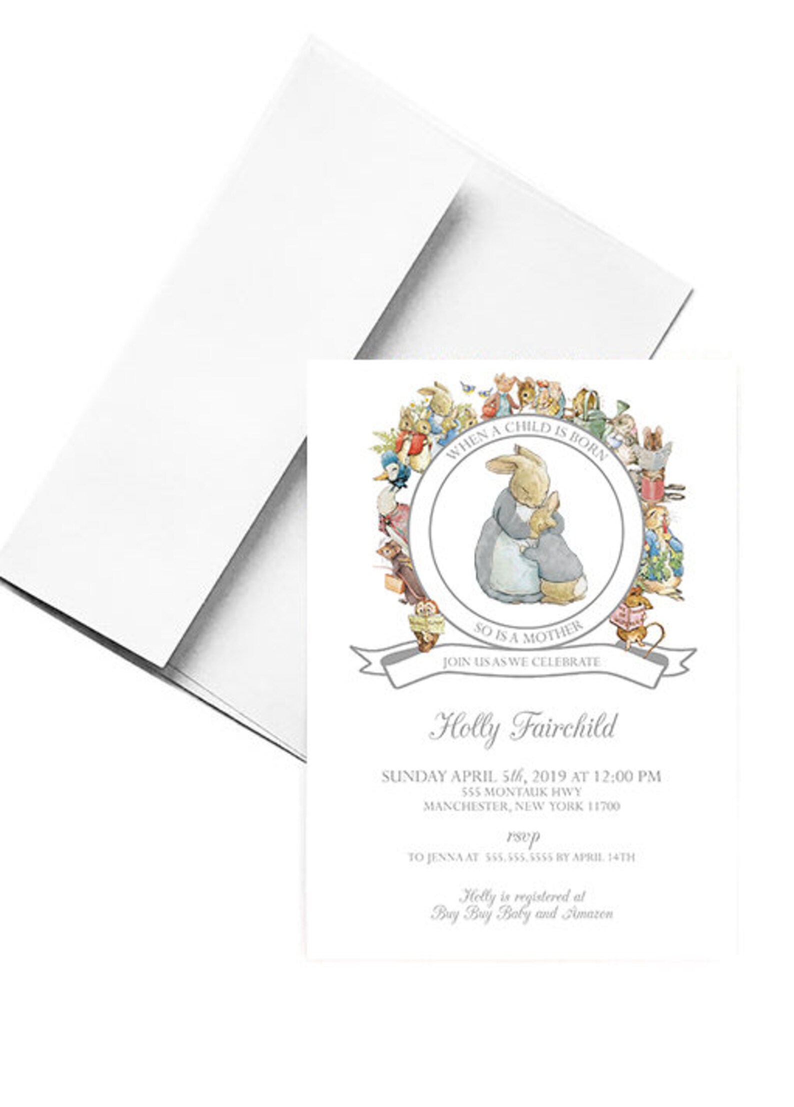 EDITABLE PPRINTABLE Grey Peter Rabbit Invitation 5 X 7 - Etsy