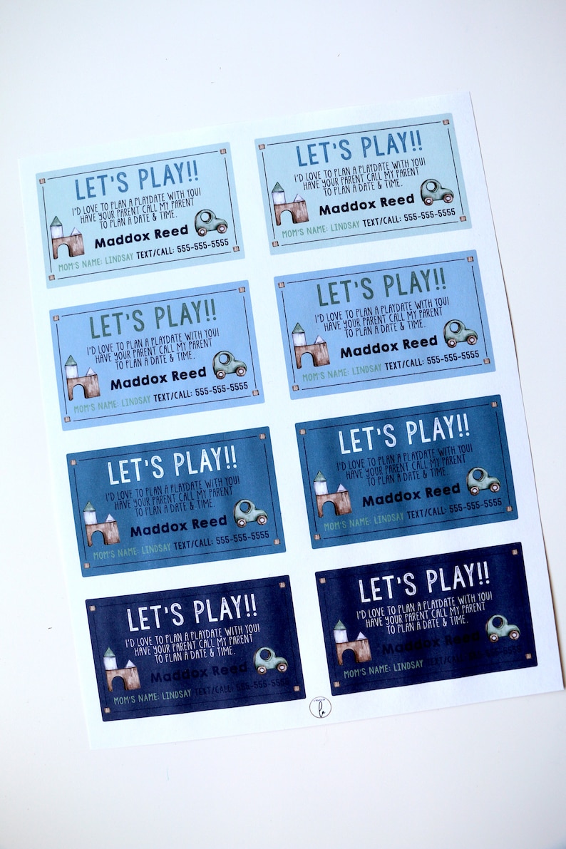 EDITABLE PRINTABLE Boy's Playdate Cards Printable Kid Moving Playdate ...