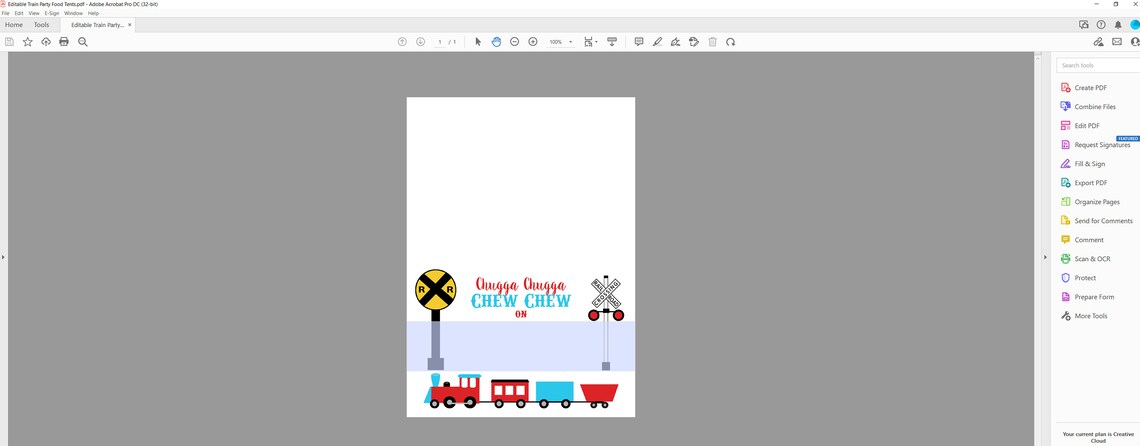 EDITABLE PRINTABLE Train Party Food Tents Editable Digital - Etsy