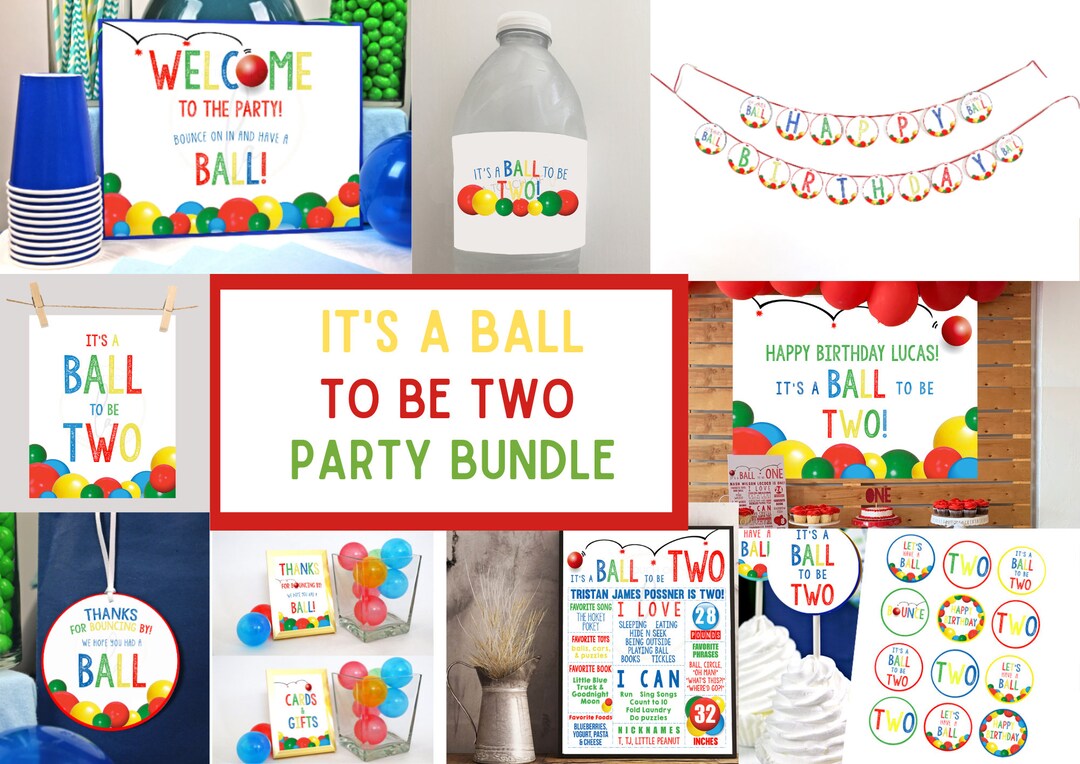 PRINTABLE Ultimate Let's Have a Ball 2nd Birthday Party Pack It's a ...