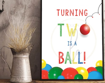 PRINTABLE Turning ONE is a Ball Sign 16 x 20 | Etsy