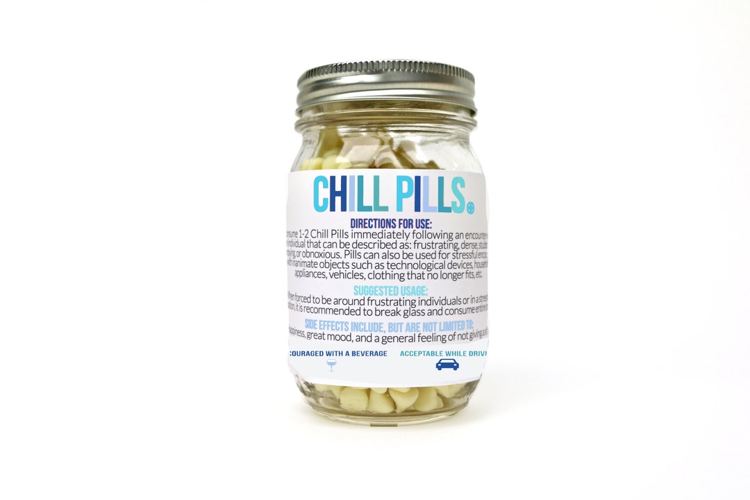 PRINTABLE Blue Chill Pill Labels (3 X 5), Chill Pill Jar Labels for ...