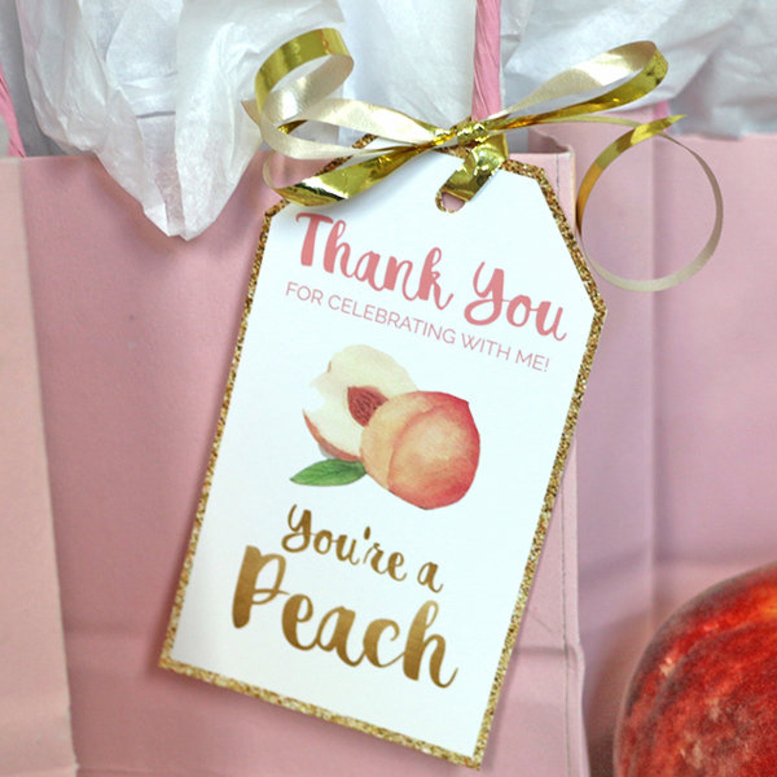 PRINTABLE Peach Party Favor Tags Peach Birthday Favor Tags - Etsy