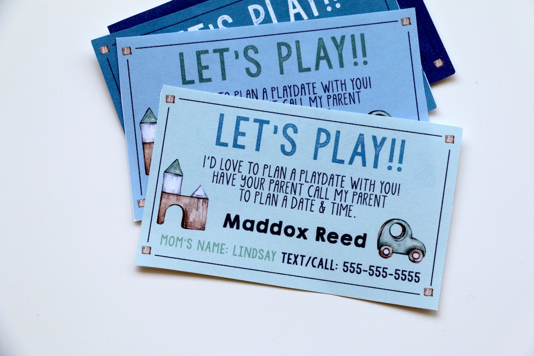 EDITABLE PRINTABLE Boy's Playdate Cards Printable Kid Moving Playdate ...