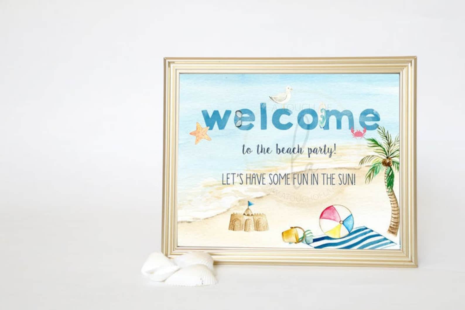 PRINTABLE Beach Party Welcome Sign 8 X 10 Ocean Party - Etsy