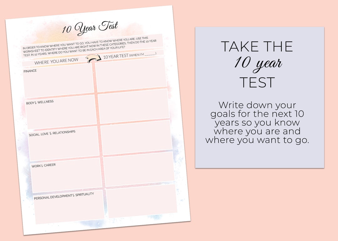 PRINTABLE 10 Year Test, Personal Development 10 Year Plan, Financial 10 ...