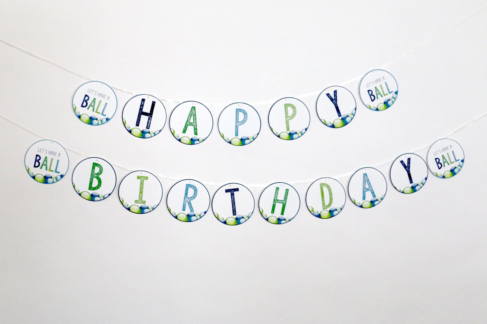 PRINTABLE Blue & Green Ball Birthday Party Supplies Let's - Etsy