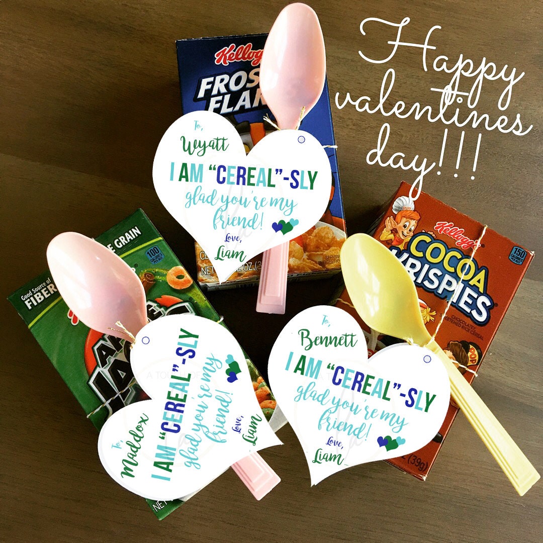 EDITABLE PRINTABLE Boy's Cereal-sly Glad You're My Friend Valentine ...