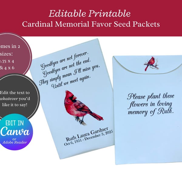 Bird Seed Memorial Packets - Etsy
